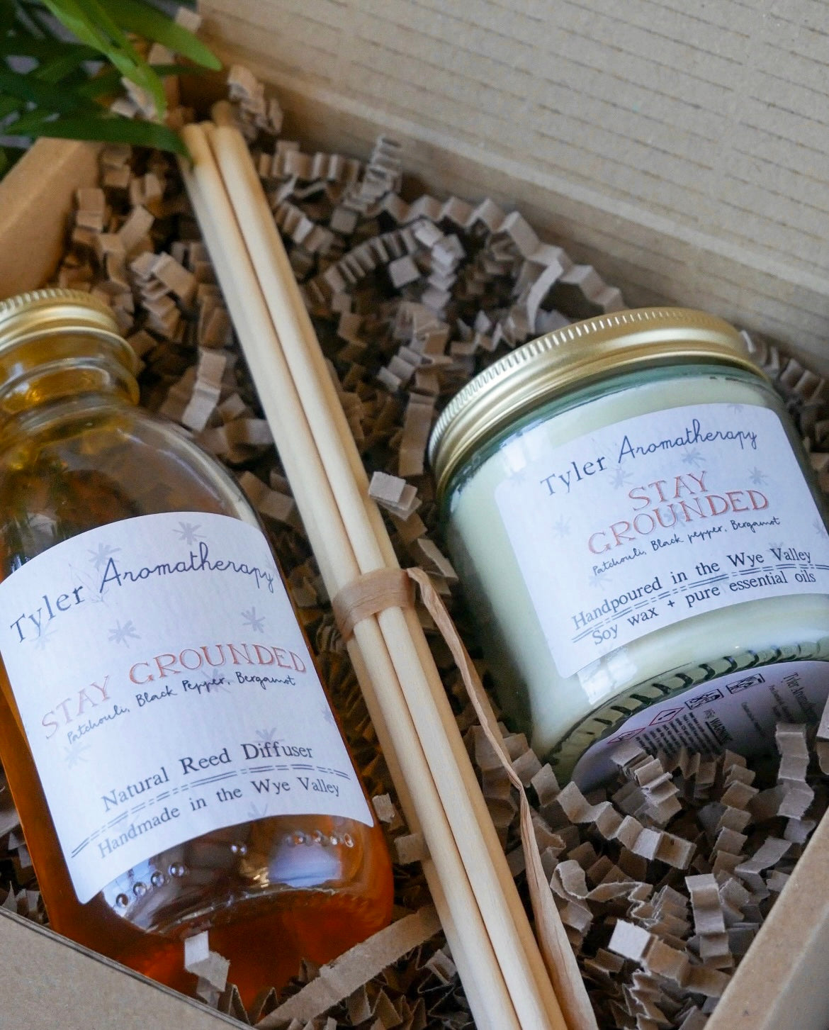 Stay Grounded mood candle and diffuser set, self care gift.